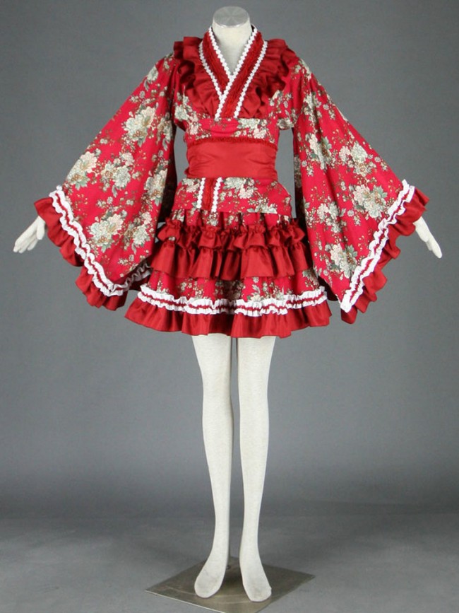 Red Beautiful Long Sleeves Cotton Sweet Lolita Dress