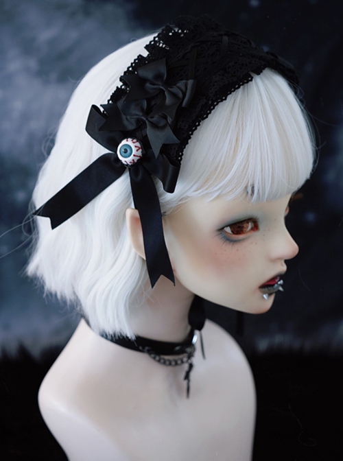 Halloween Horror Simulation Eyeball Bow Lace Symmetrical Gothic Lolita ...