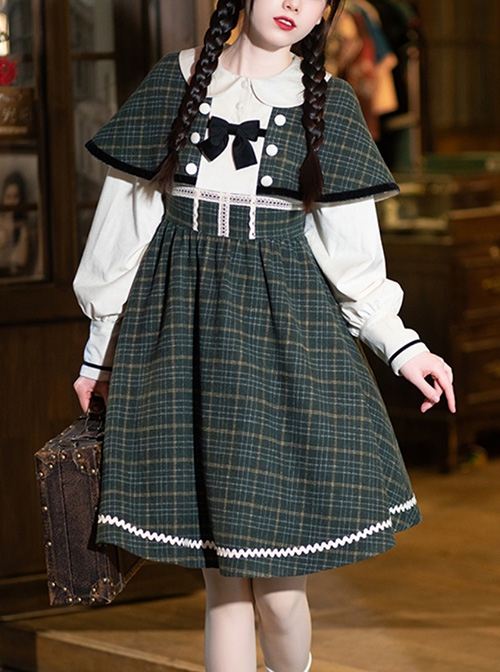 College Style Spring Retro Elegant Plaid Cloak Siamese Fake Three-Piece ...