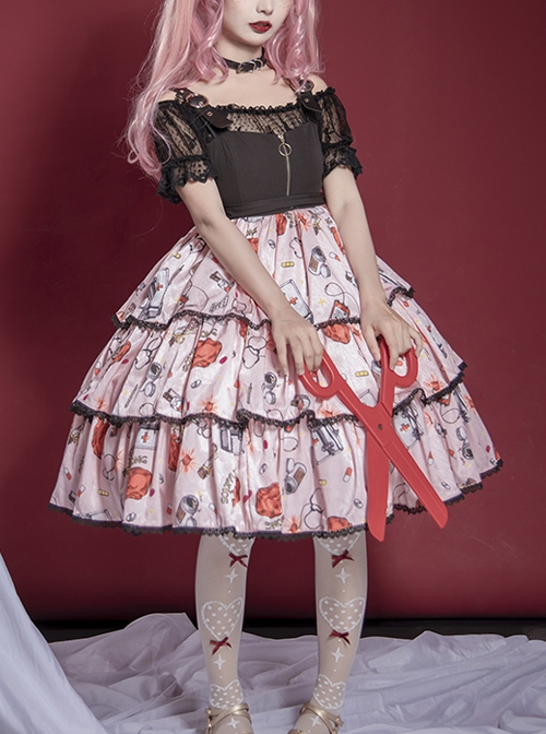 Simple Sweet Punk Style Syringe Medicine Box Pill Print Punk Lolita ...