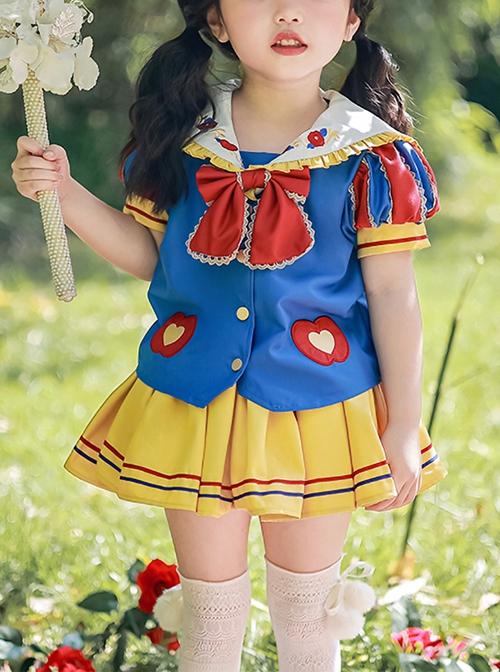 White Snow Series College Style Apple Embroidery Princess Puff Sleeve ...