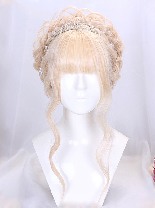 Light Golden Long Curly Hair Classic Lolita Sweet Lolita Flat Bangs ...