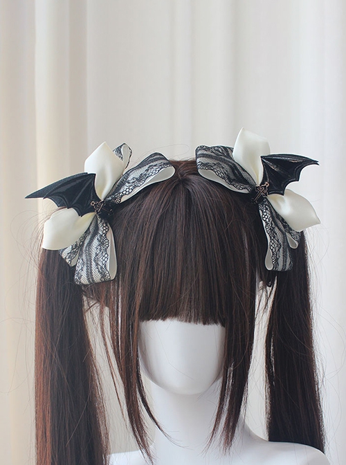 Dark Hard Girl Style Bowknot Devil Wings Halloween Gothic Lolita Double ...