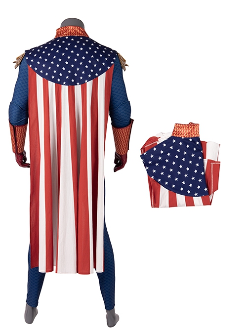 The Boys Halloween Cosplay Homelander Battle Suit Costume Striped Cloak