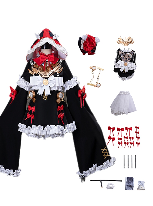Game Punishing Gray Raven Halloween Cosplay Gear Red Hat Costume Full Set