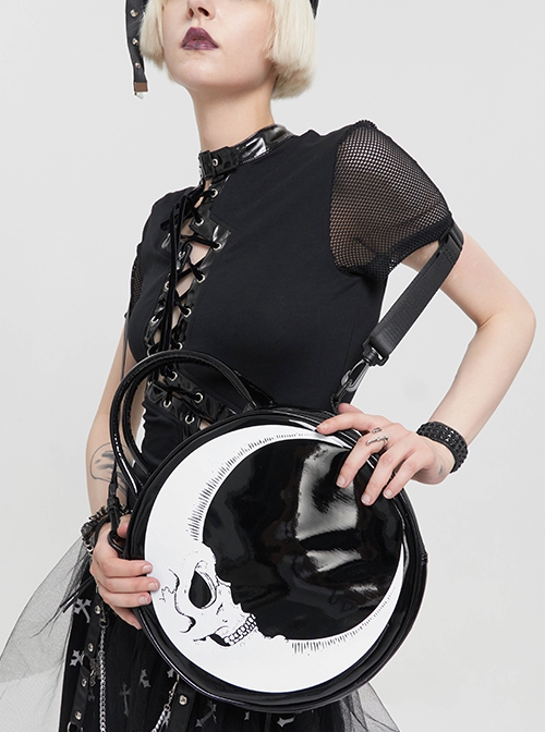 Punk Style Fashion 3D Moon Skull Print Black Devil Backpack