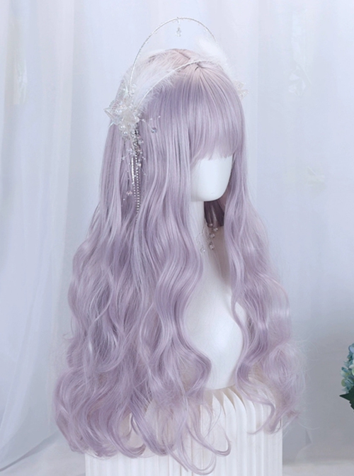 Cute Taro Light Purple Quadratic Element Long Curly Hairstyle Elegant ...