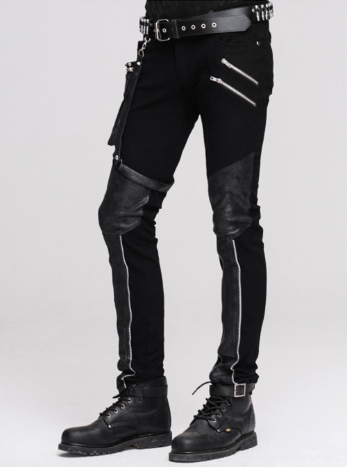 Gothic Style Stretch Twill Fabric Side Detachable Leg Pockets With ...