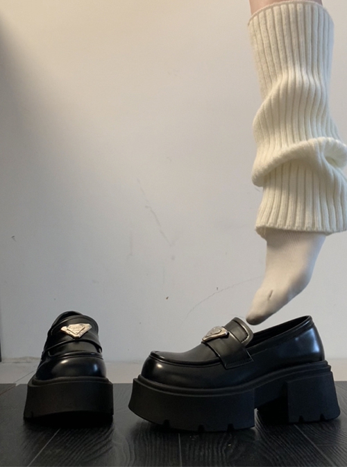 British Style Thick Heel Black Sweet Cool Versatile College Style ...