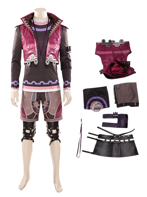 Xenoblade Chronicles Halloween Cosplay Shulk Pink Vest Jacket Set ...