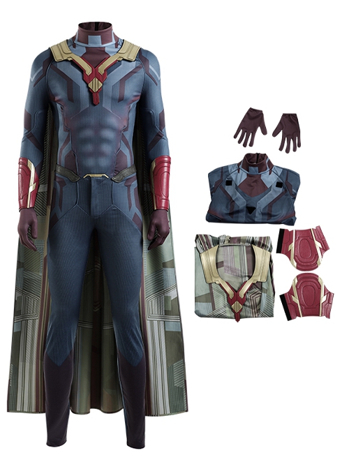 Avengers Age Of Ultron Halloween Cosplay Vision Blue Bodysuit Battle ...
