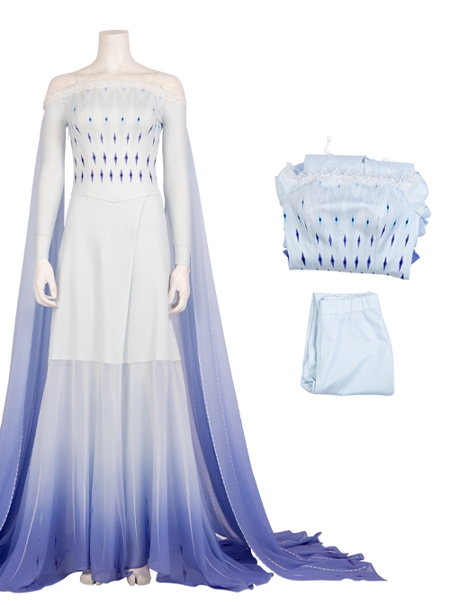 Frozen II Halloween Cosplay Elsa Same Off Shoulder Light Blue Purple ...