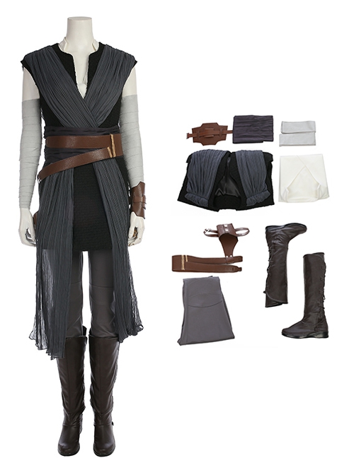 Star Wars The Last Jedi Halloween Cosplay Rey Skywalker Costume Black ...