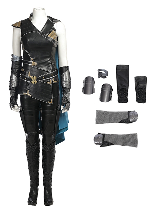 Thor Ragnarok Halloween Cosplay Valkyrie Black Battle Suit Accessories ...
