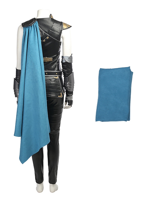 Thor Ragnarok Halloween Cosplay Valkyrie Black Battle Suit Costume Blue ...