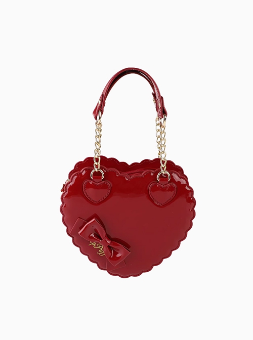 Biscuit Heart Shape PU Lace Bowknot Sweet Lolita Cute Little Handbag ...