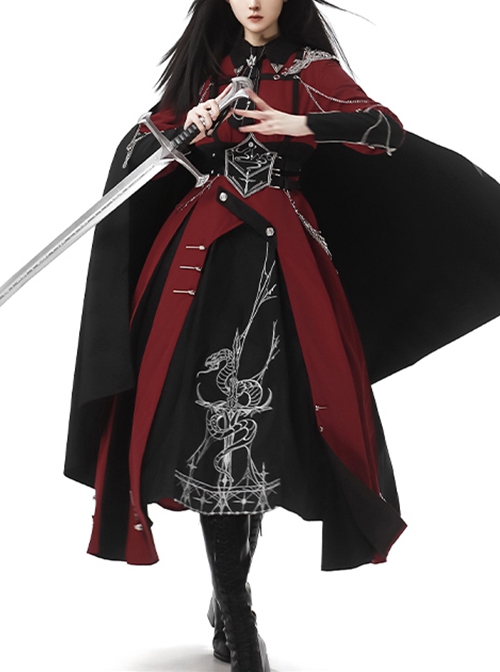 Scarlet Night Knight Series Officer Red Cool Handsome Metal Chain Punk ...