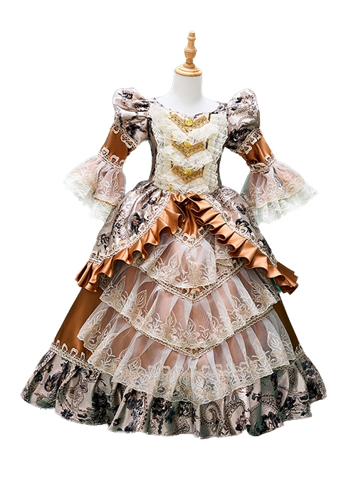 Brown Retro Palace Noble Gorgeous Baroque Princess Style Drama Stage ...