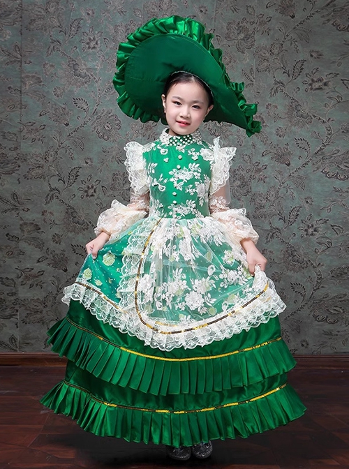 Bright European Ethnic Style Gorgeous Lace Children Performance ...