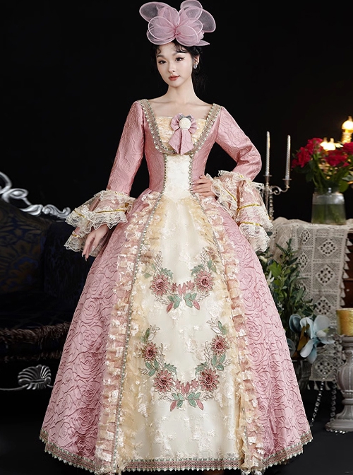 Pink Jacquard European Style Sweet Rococo Palace Delicate Flowers ...