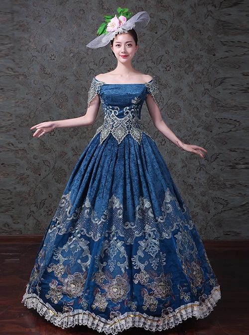 European Courts Style Elegant Lace Embroidery Lolita Prom High Waist ...