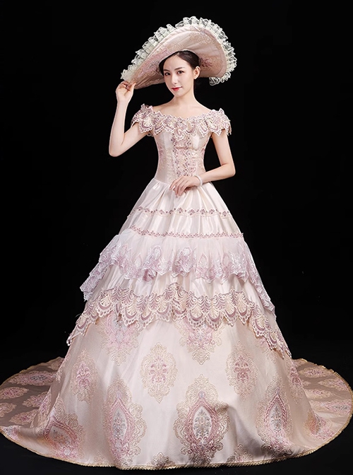 Europe Noble Sweet Pink Hanayome Gorgeous Lolita Prom Lace Off Shoulder ...