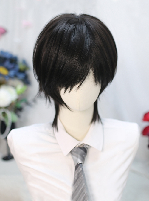 Japanese Male High School Student Side-Parted Bangs Black Wolf Tail ...