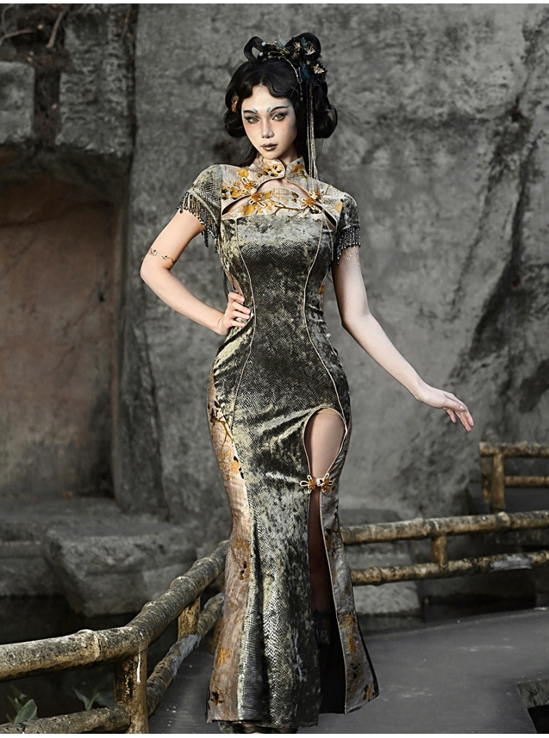 Spring Dragon Festival Series Chinese Style Gothic Punk Button Slim ...