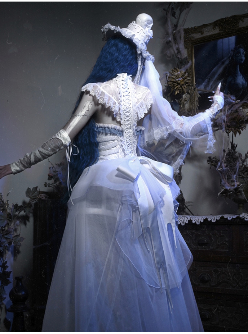 Zombie Bride Series Gothic Punk White Lace Creative Spine European Lace ...