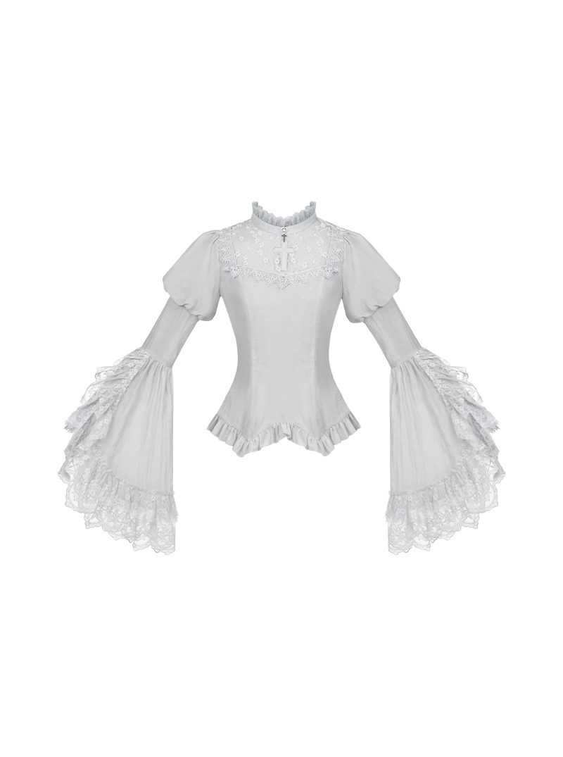 Bionic Figure Series Exquisite Elegant Silver Lace Stand Up Collar ...